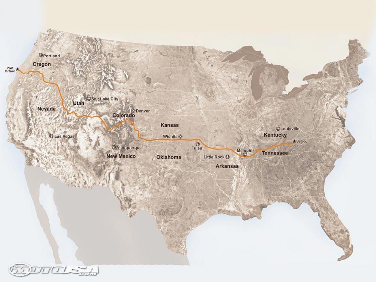Trans America mapa de ruta - Mapa de trans America trail (América del ...