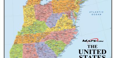 Mapa De Los Estados De La Costa Este